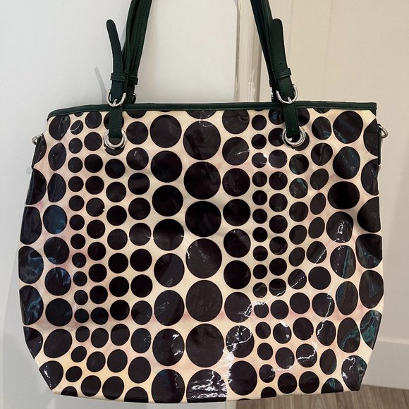 Kate Landry | Bags | Kate Landry Large Black Polka Dot With Green ...